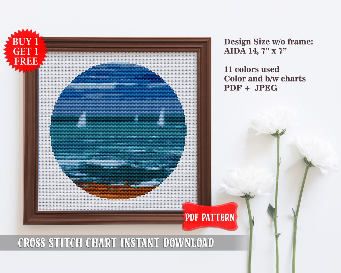 Sea Cross Stitch Pattern Modern Ocean Cross Stitch Design | Etsy