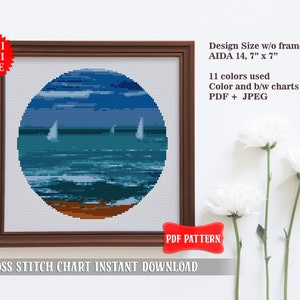 Sea Cross Stitch Pattern Modern Ocean Cross Stitch Design | Etsy