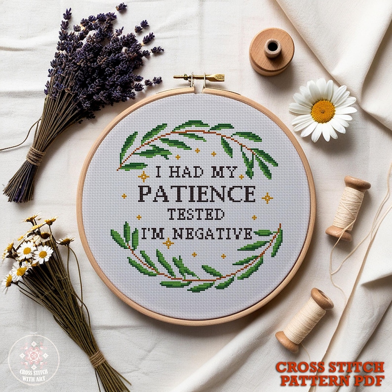 Sarcastic Cross Stitch Pattern PDF – I Had My Patience Tested, Witty ...