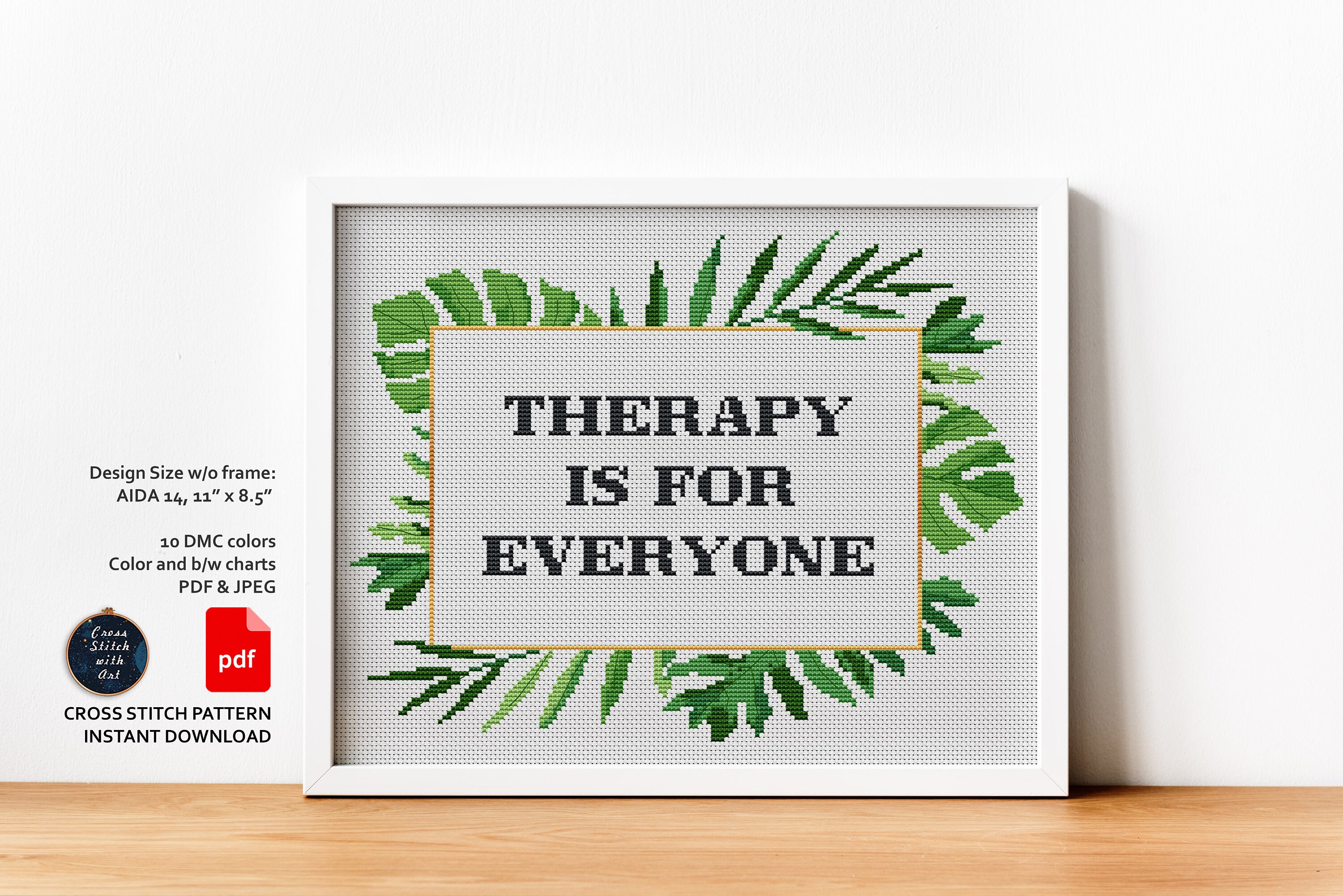 Mental Health Quote Cross Stitch Pattern. Therapy Cross - Etsy