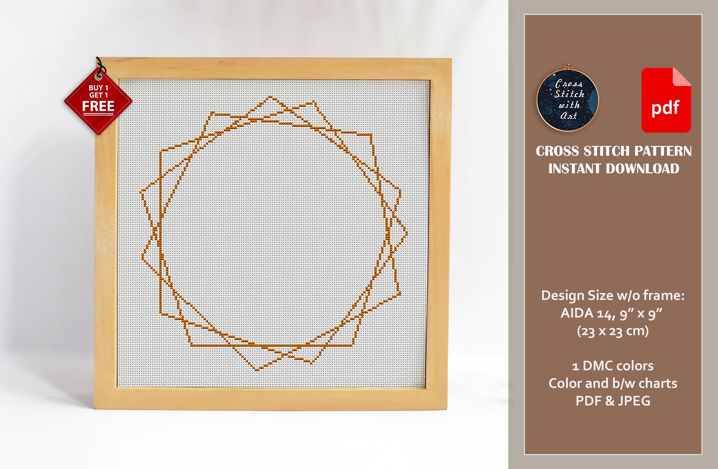 Frame Cross Stitch Pattern. Border Cross Stitch PDF. Modern - Etsy