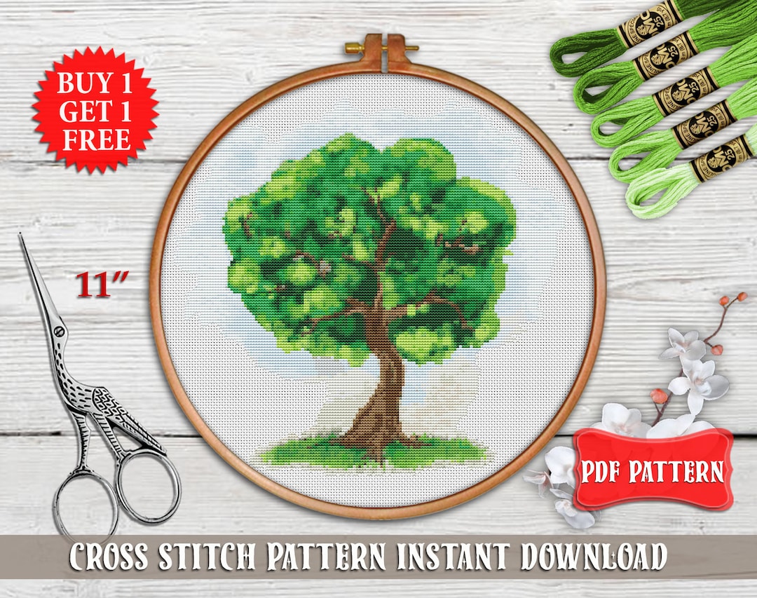 Tree Cross Stitch Pattern. Modern Cross Stitch. Counted - Etsy