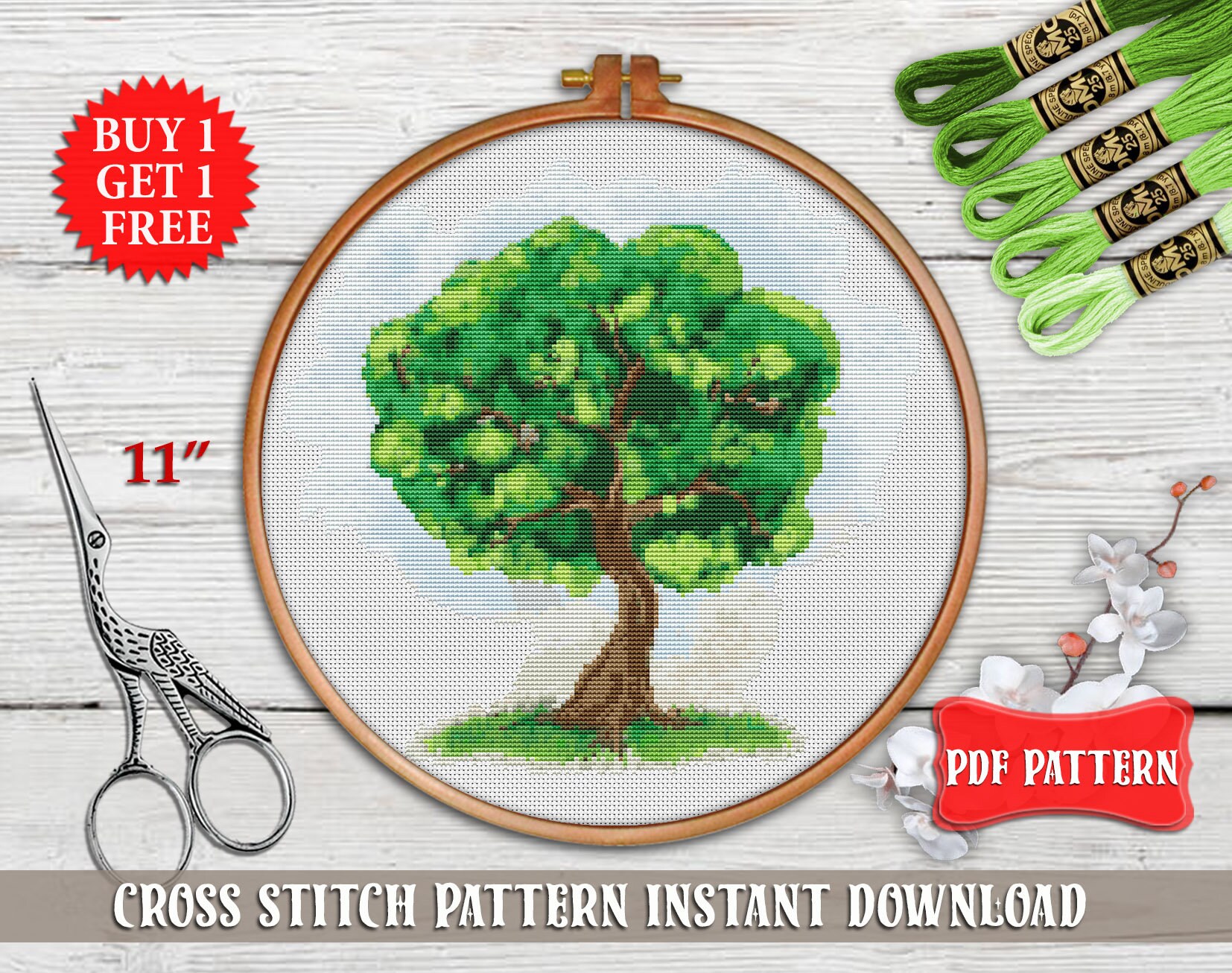 Tree Cross Stitch Pattern. Modern Cross Stitch. Counted - Etsy