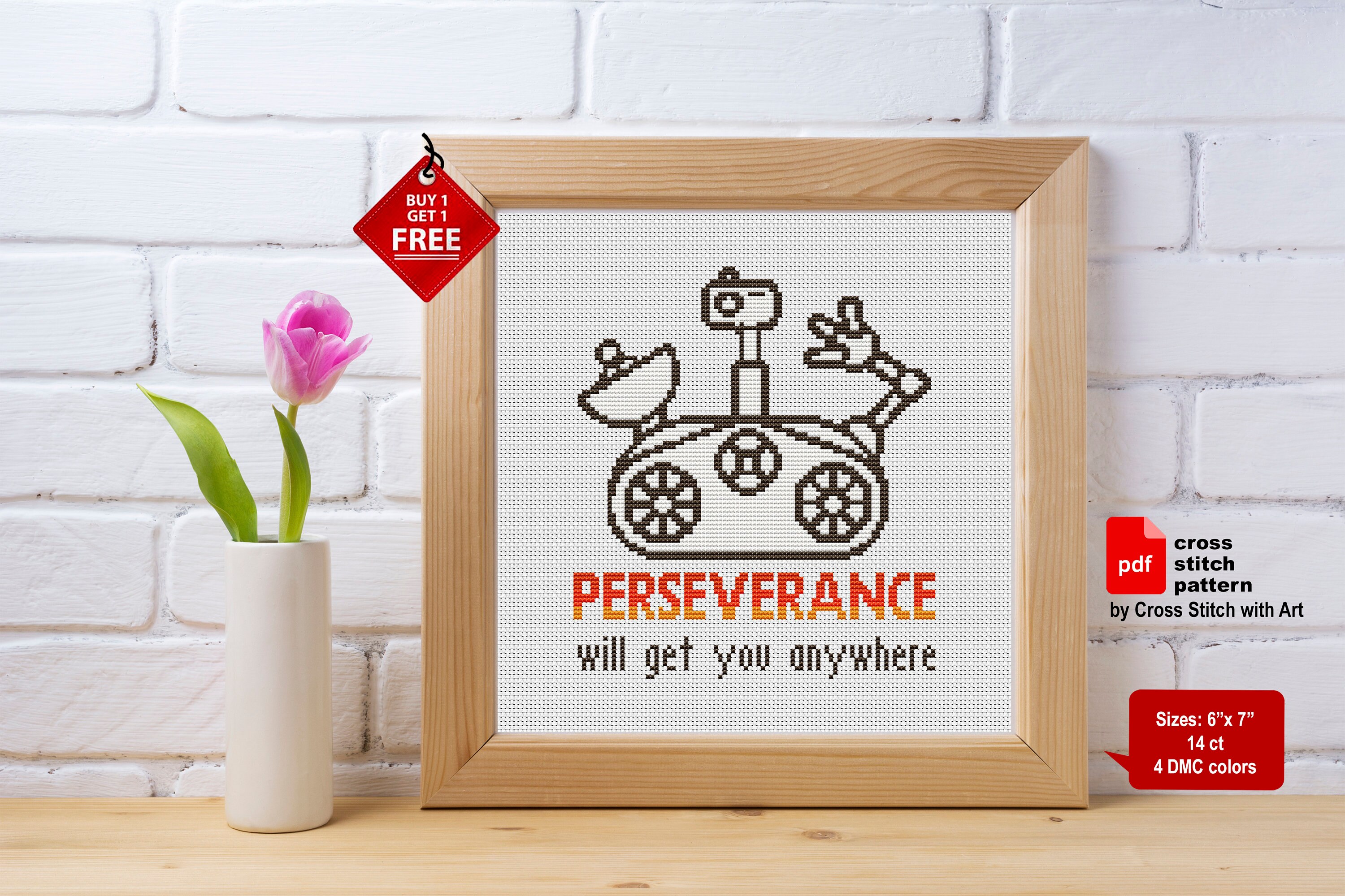 Perseverance Cross Stitch Pattern. Inspirational Quote Cross | Etsy