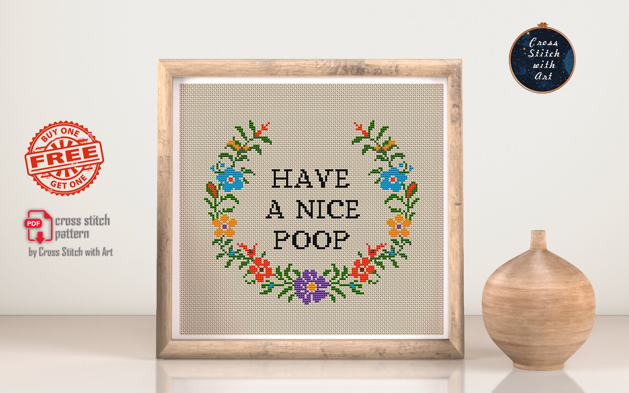 Cross stitch pattern. Have a nice poop. Subversive cross | Etsy