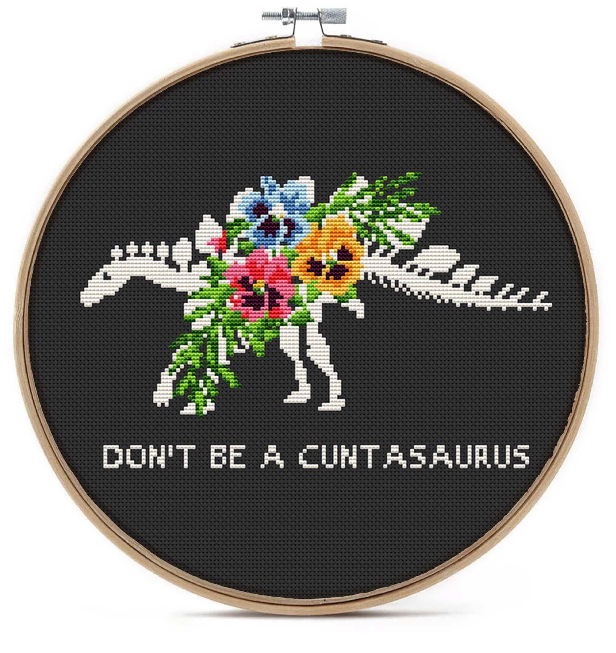 Funny Dinosaur Cross Stitch Pattern – Snarky Cuntasaurus, Swearing Dino ...