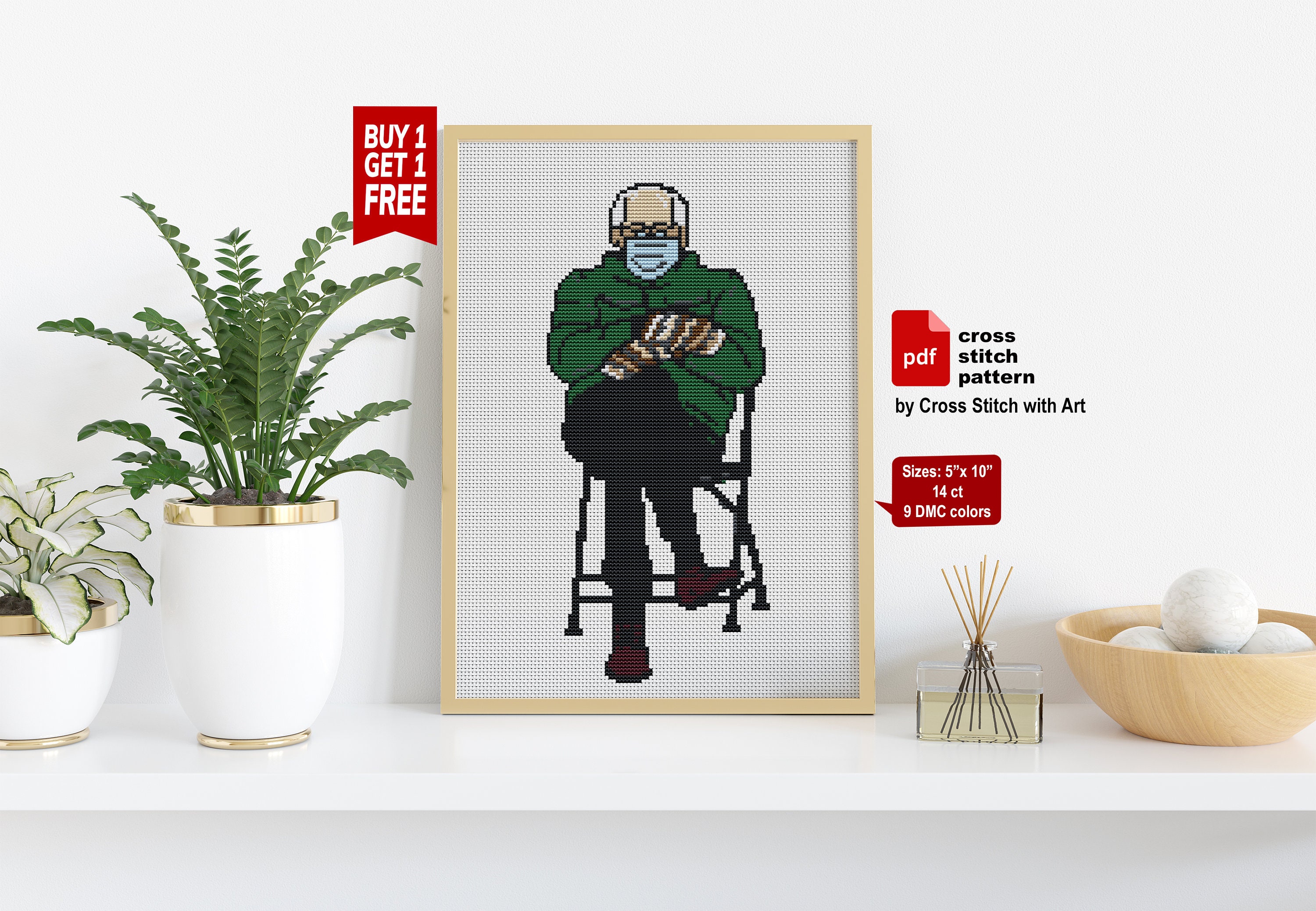 Political Cross Stitch Pattern. Bernie Mittens Cross Stitch - Etsy