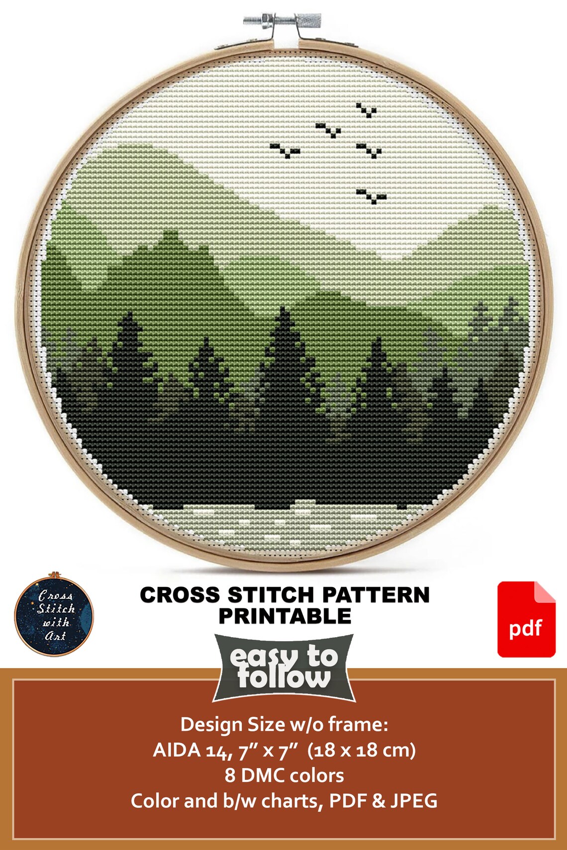 Nature Cross Stitch Pattern. Landscape Cross Stitch PDF. | Etsy