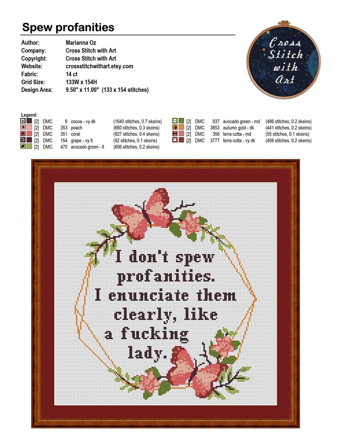 Sarcastic Cross Stitch Pattern. Spew Profanities. Rude Snarky - Etsy