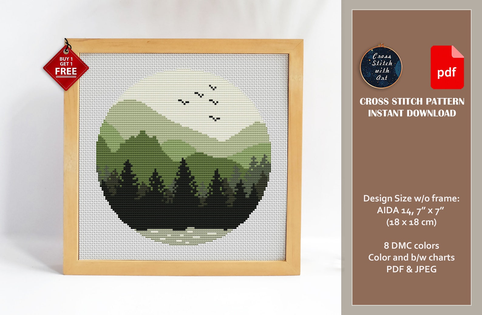 Nature Cross Stitch Pattern. Landscape Cross Stitch PDF. | Etsy