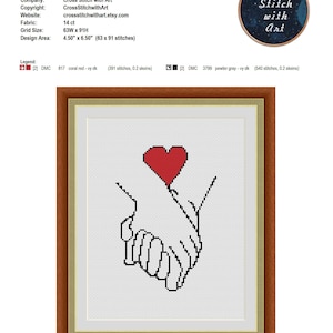 Valentines Cross Stitch Pattern. Heart Cross Stitch PDF. Easy Cross Stitch. Modern Simple Cross ...