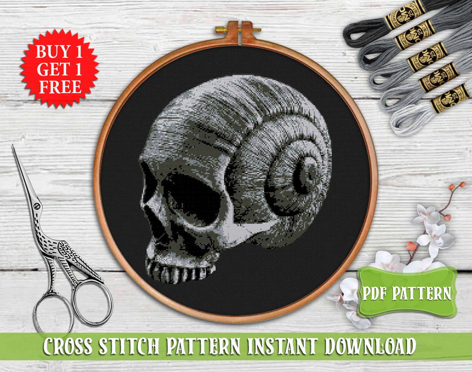 Skull cross stitch pattern Modern Anatomy cross stitch skull | Etsy