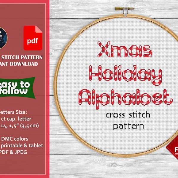 Christmas Alphabet Cross Stitch Pattern - Etsy