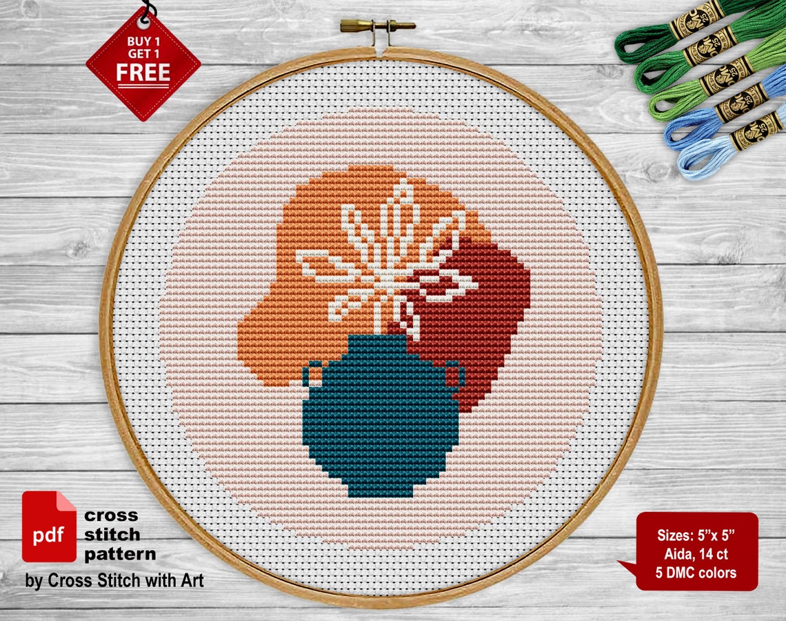 Boho Cross Stitch Pattern. Plant Cross Stitch PDF. Easy - Etsy