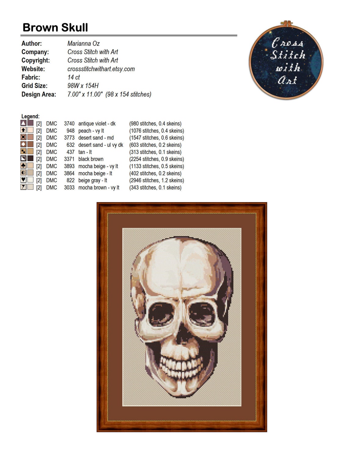 Skull Cross Stitch Pattern. Anatomy Cross Stitch. Skull Embroidery ...