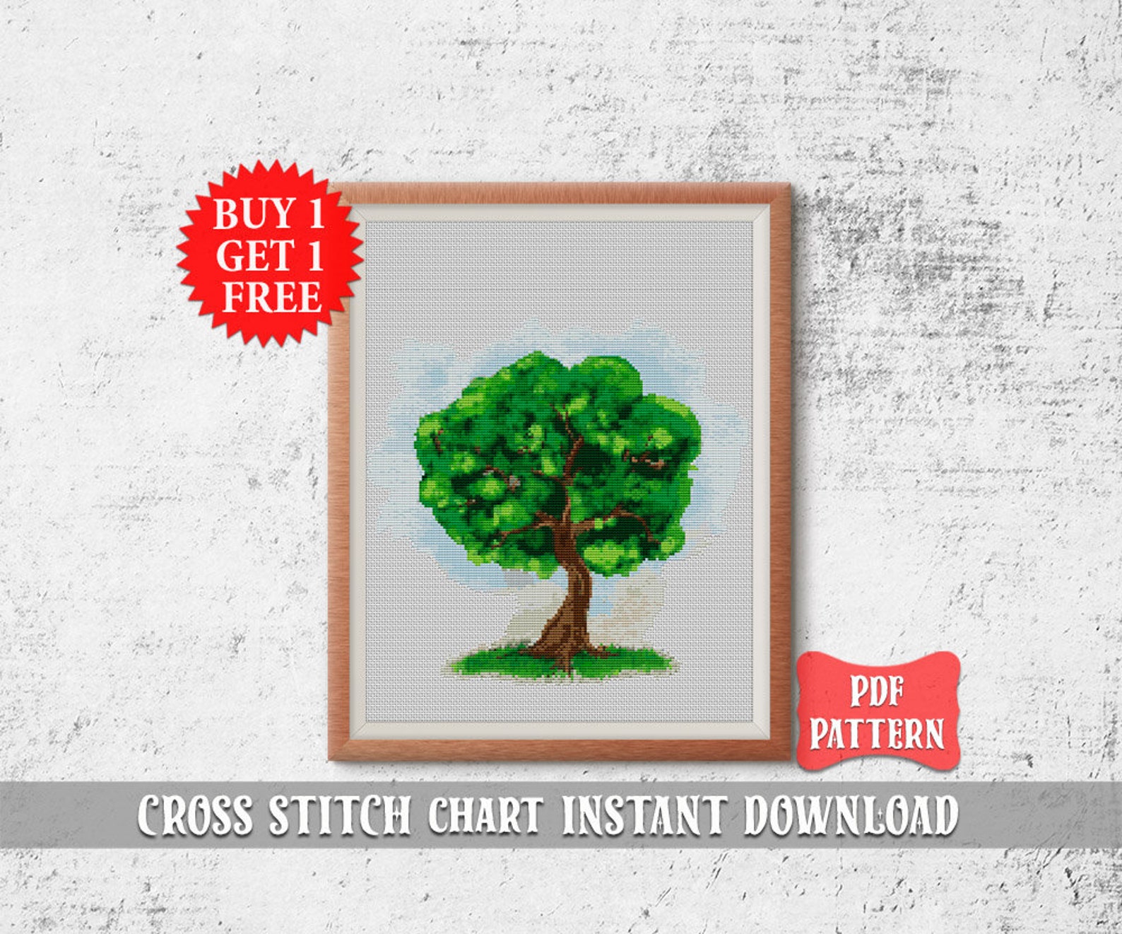 Tree Cross Stitch Pattern. Modern Cross Stitch. Counted - Etsy