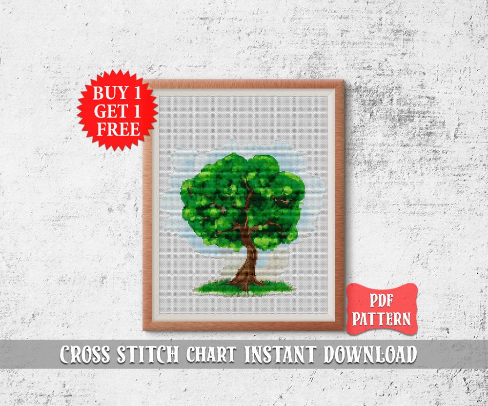Tree Cross Stitch Pattern. Modern Cross Stitch. Counted - Etsy
