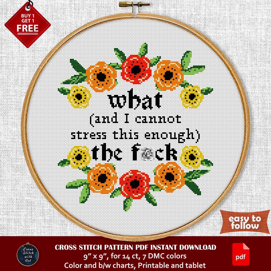 What the F*ck. Funny Cross-stitch Pattern. Sweary Snarky Cross Stitch ...