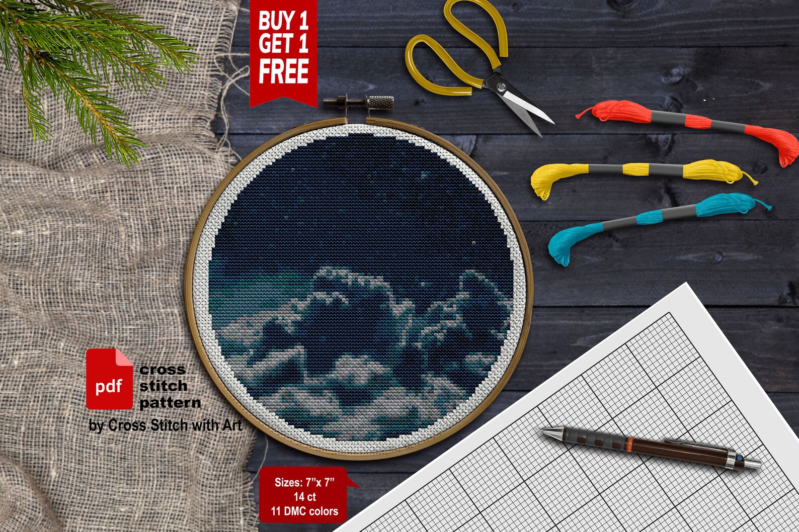 Night Sky Cross Stitch Pattern. Nature Cross Stitch PDF. - Etsy