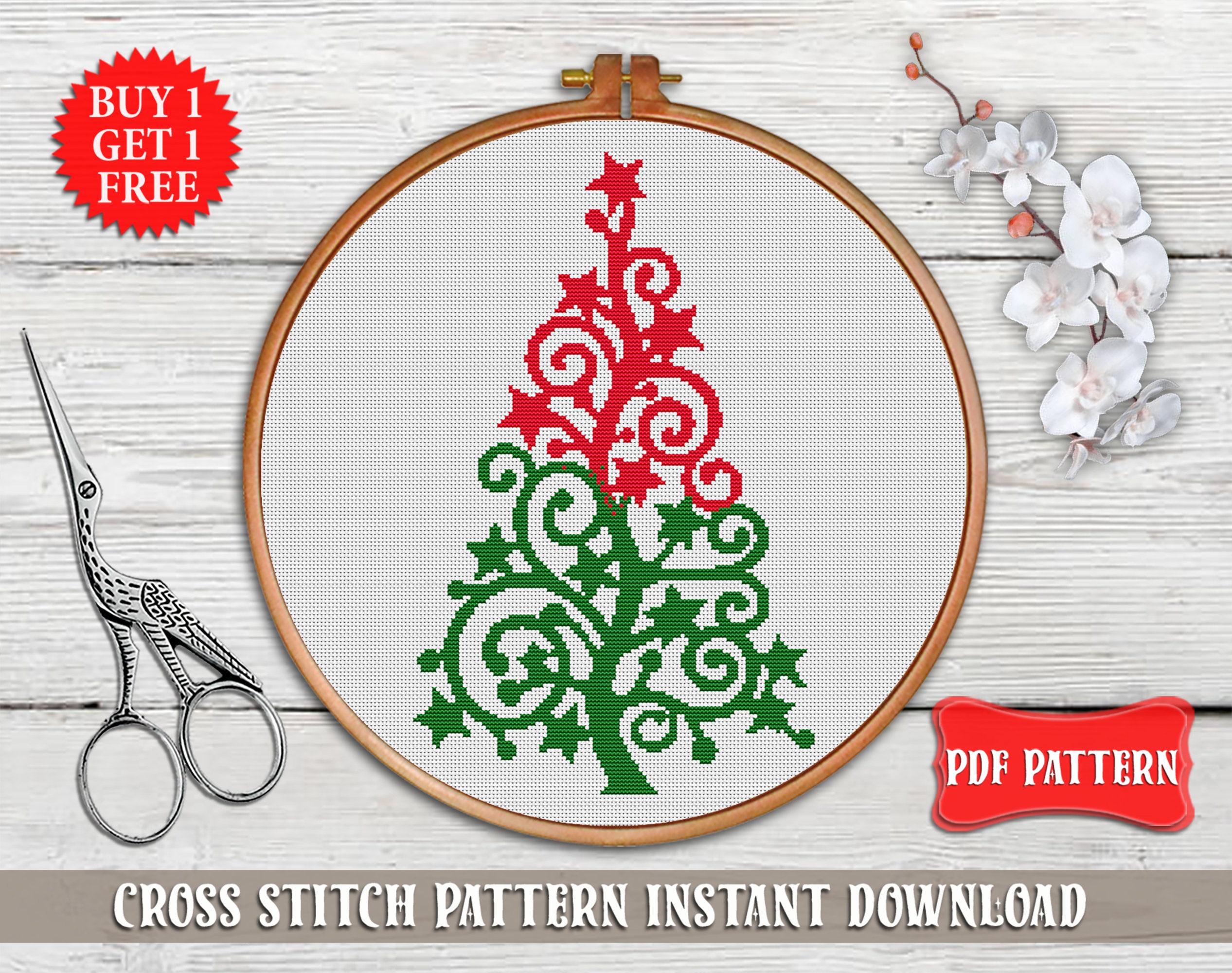 Christmas tree cross stitch pattern Xmas cross stitch PDF | Etsy