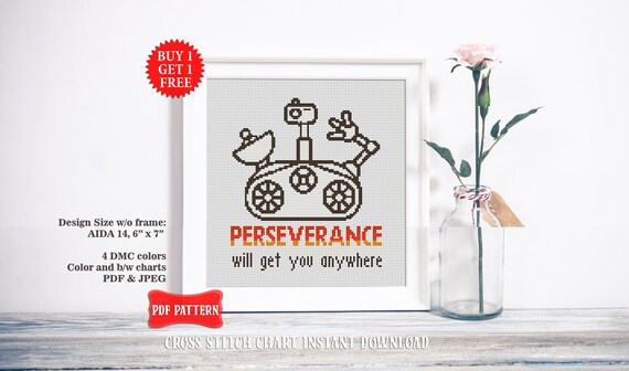 Perseverance Cross Stitch Pattern. Inspirational Quote Cross | Etsy