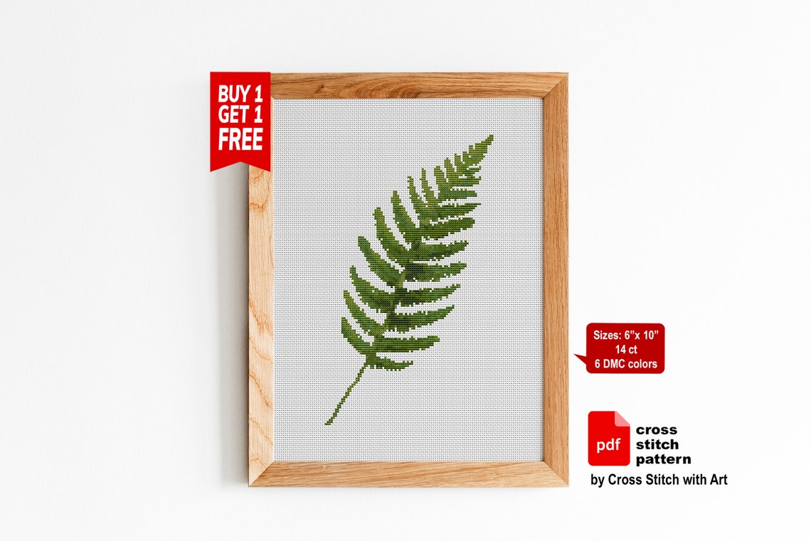 Fern Cross Stitch Pattern. Plant Cross Stitch PDF. Homely - Etsy