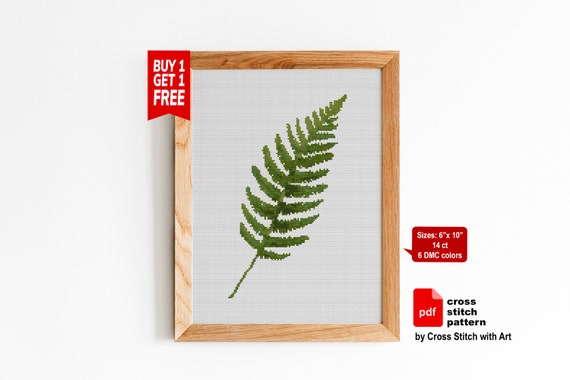 Fern Cross Stitch Pattern. Plant Cross Stitch PDF. Homely - Etsy