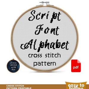 Cross Stitch Alphabet. Script Font Cross Stitch Pattern. ABC Cross ...
