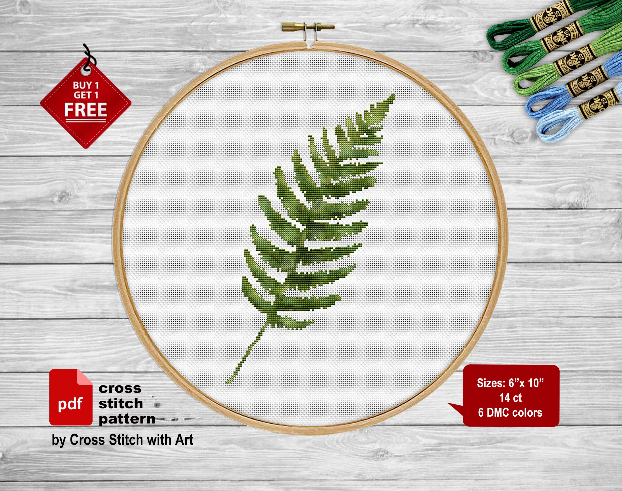 Fern Cross Stitch Pattern. Plant Cross Stitch PDF. Homely - Etsy