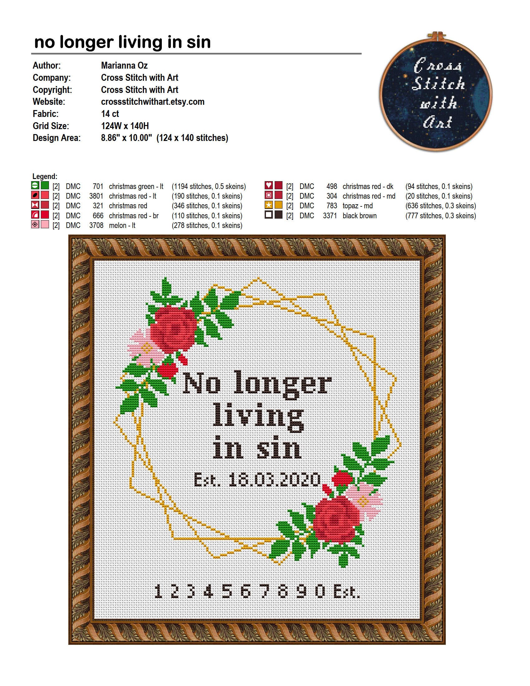 Funny Wedding Cross Stitch Pattern Modern. Customizable - Etsy