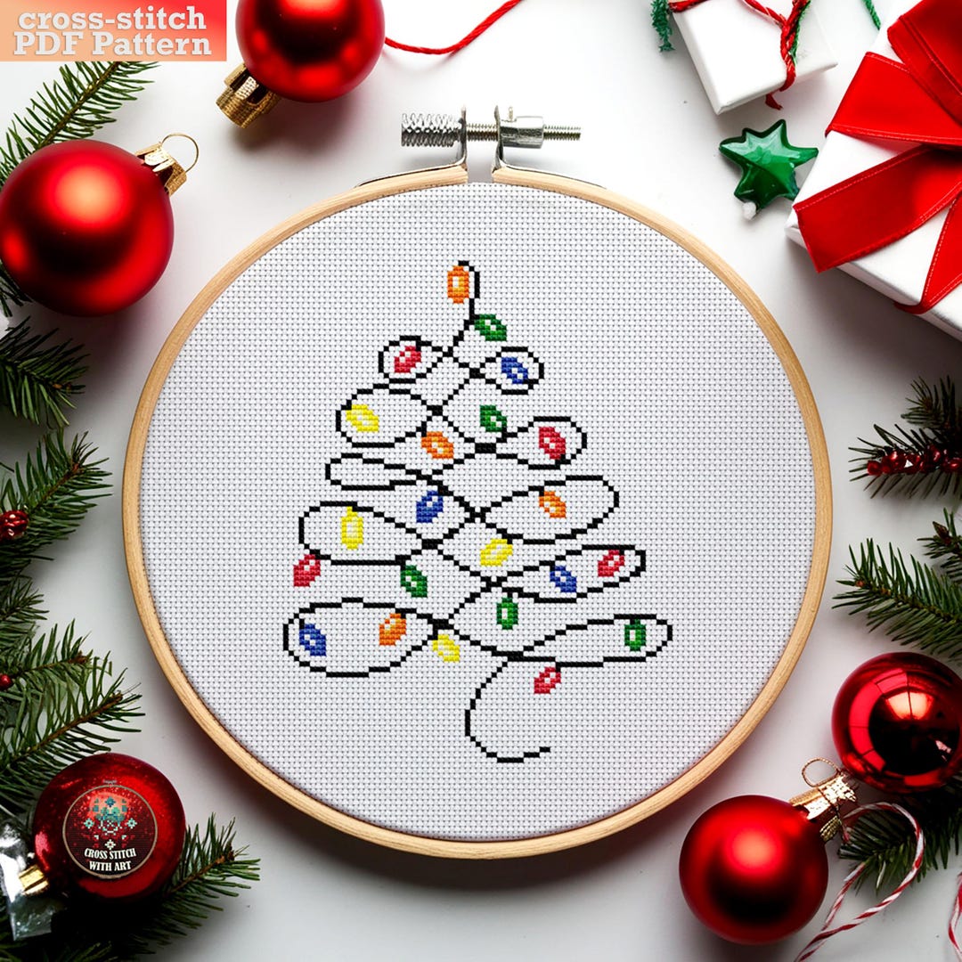 Led Christmas Tree - Cross Stitch Pattern | Xmas Cross Stitch PDF Chart ...
