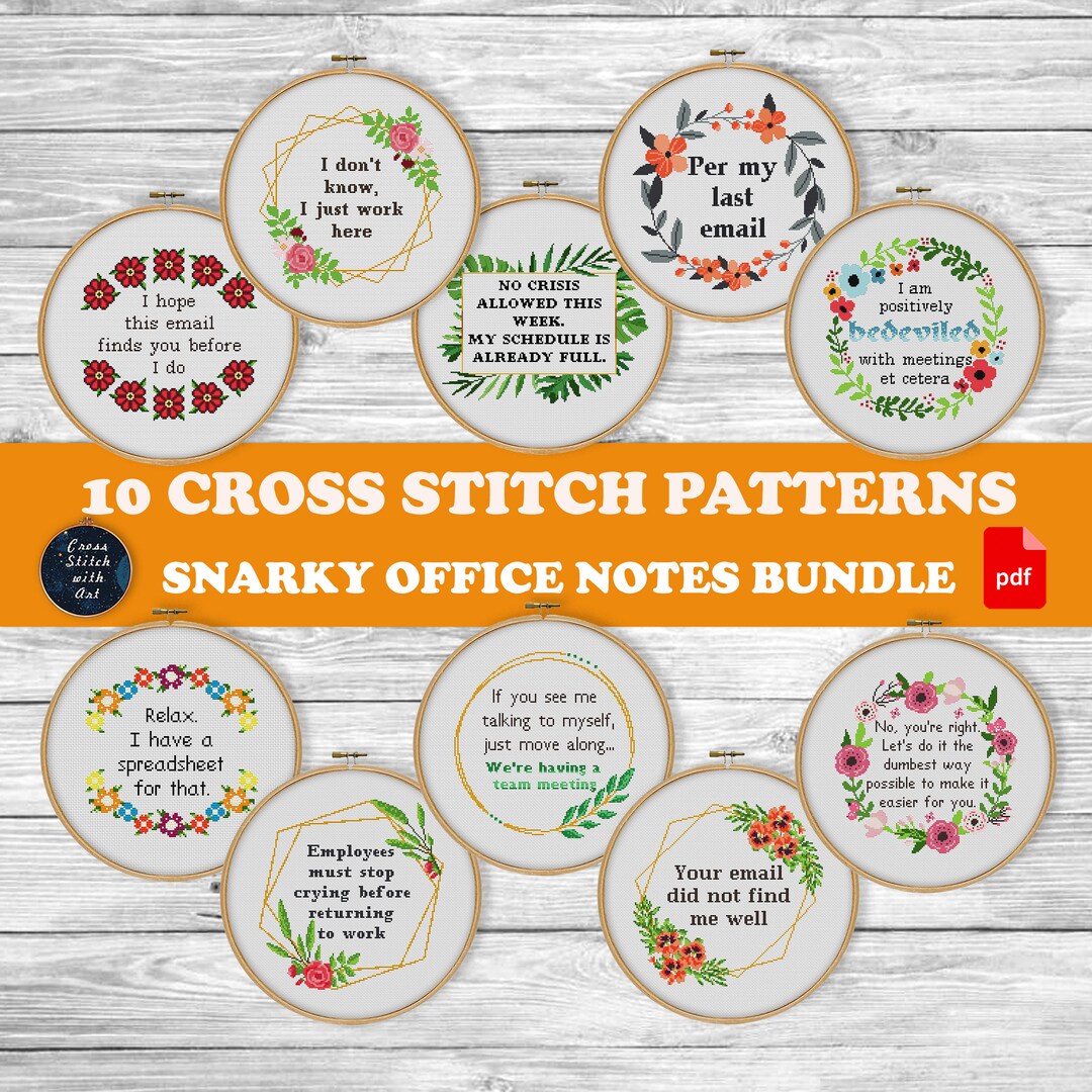 Witty Office Jokes Funny Cross Stitch Pattern DIY Coworker Gift, PDF ...