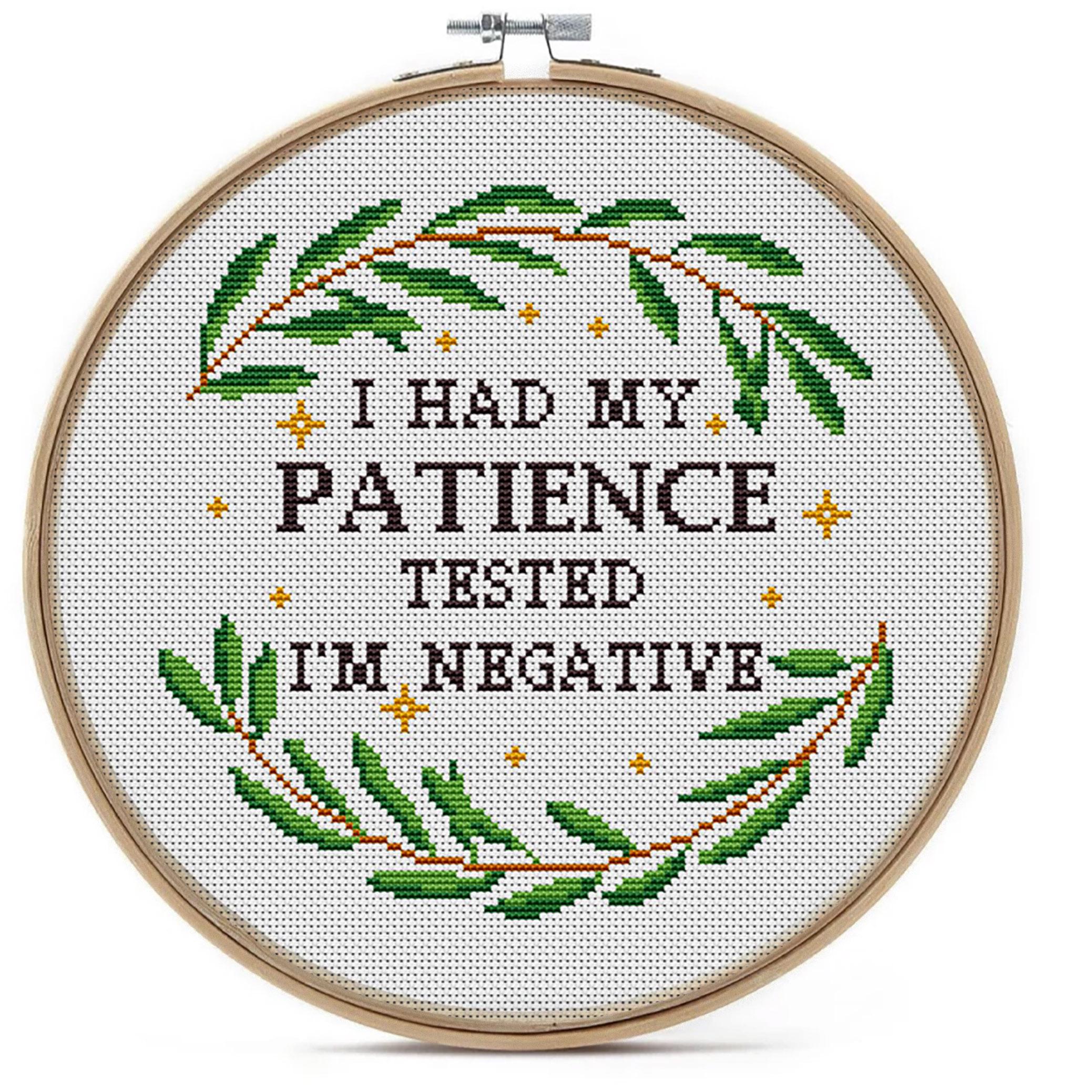 Sarcastic Cross Stitch Pattern PDF – I Had My Patience Tested, Witty ...