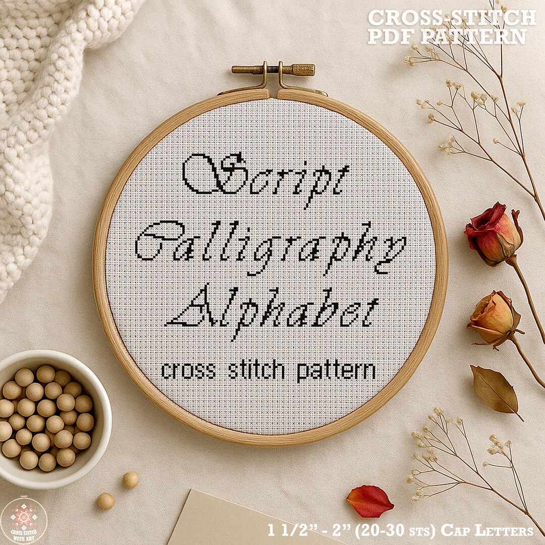 Calligraphy Font Cross Stitch Pattern PDF. Full Alphabet Cross Stitch ...