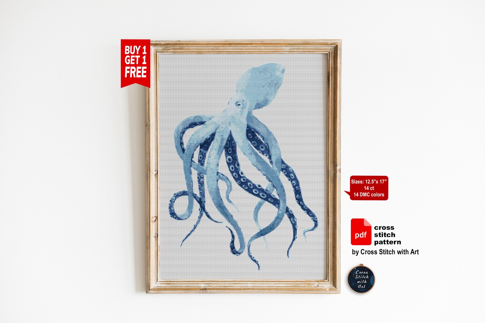 Octopus Cross Stitch Pattern. Kraken Cross Stitch PDF. - Etsy
