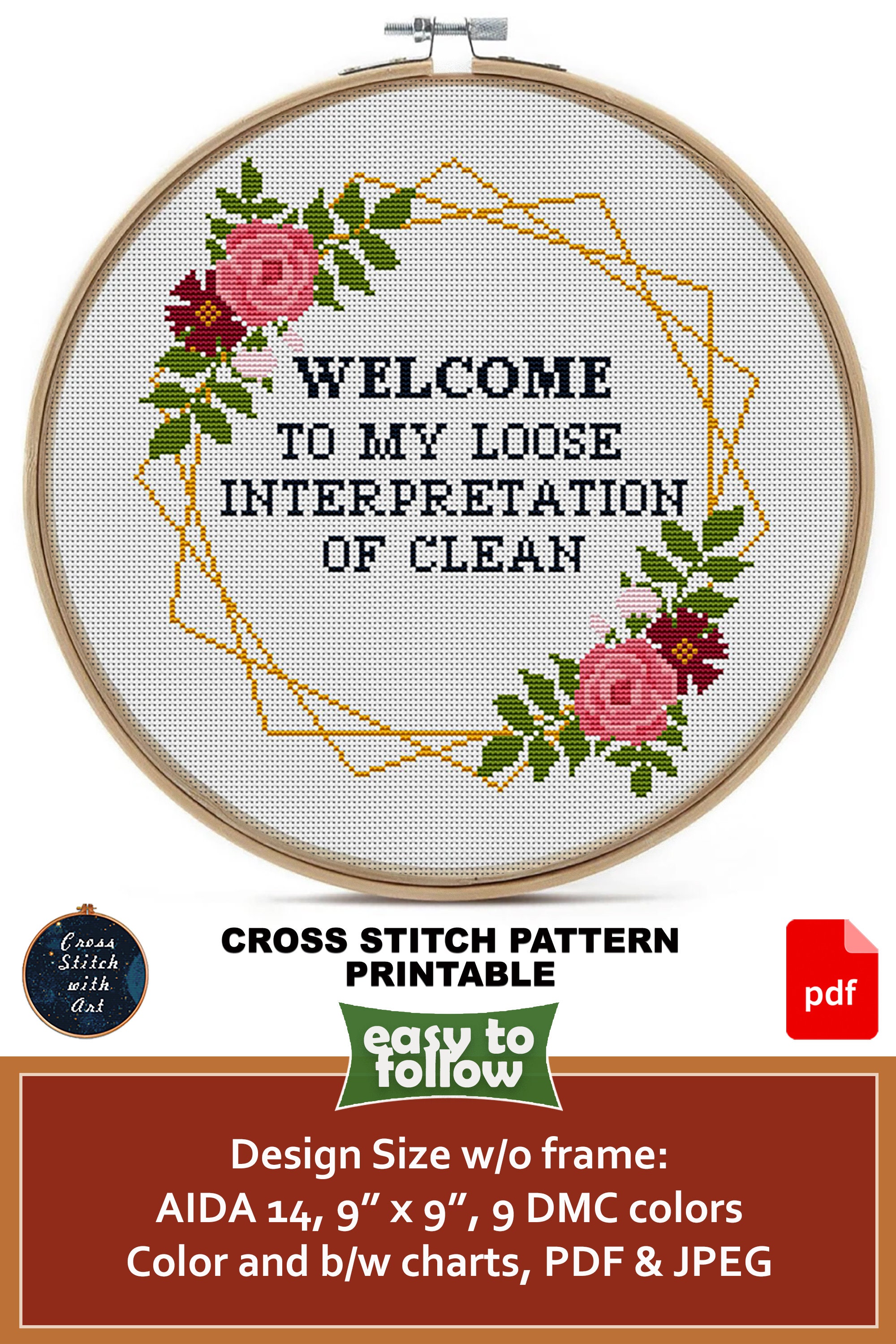 My Loose Interpretation of Clean Cross Stitch Pattern. Snarky - Etsy