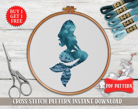 Cross Stitch Pattern Mermaid Cross Stitch PDF Ocean Cross - Etsy
