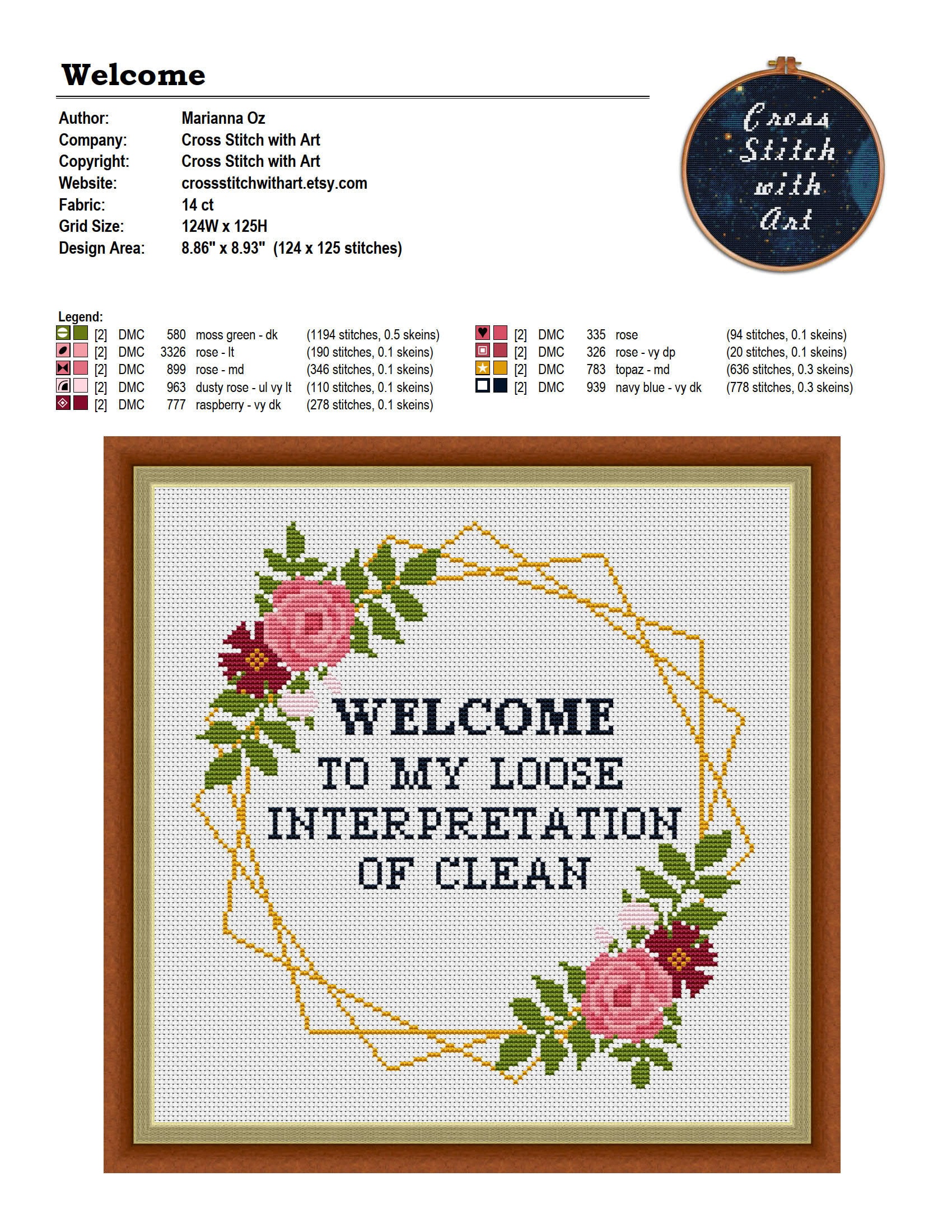 My Loose Interpretation of Clean Cross Stitch Pattern. Snarky - Etsy