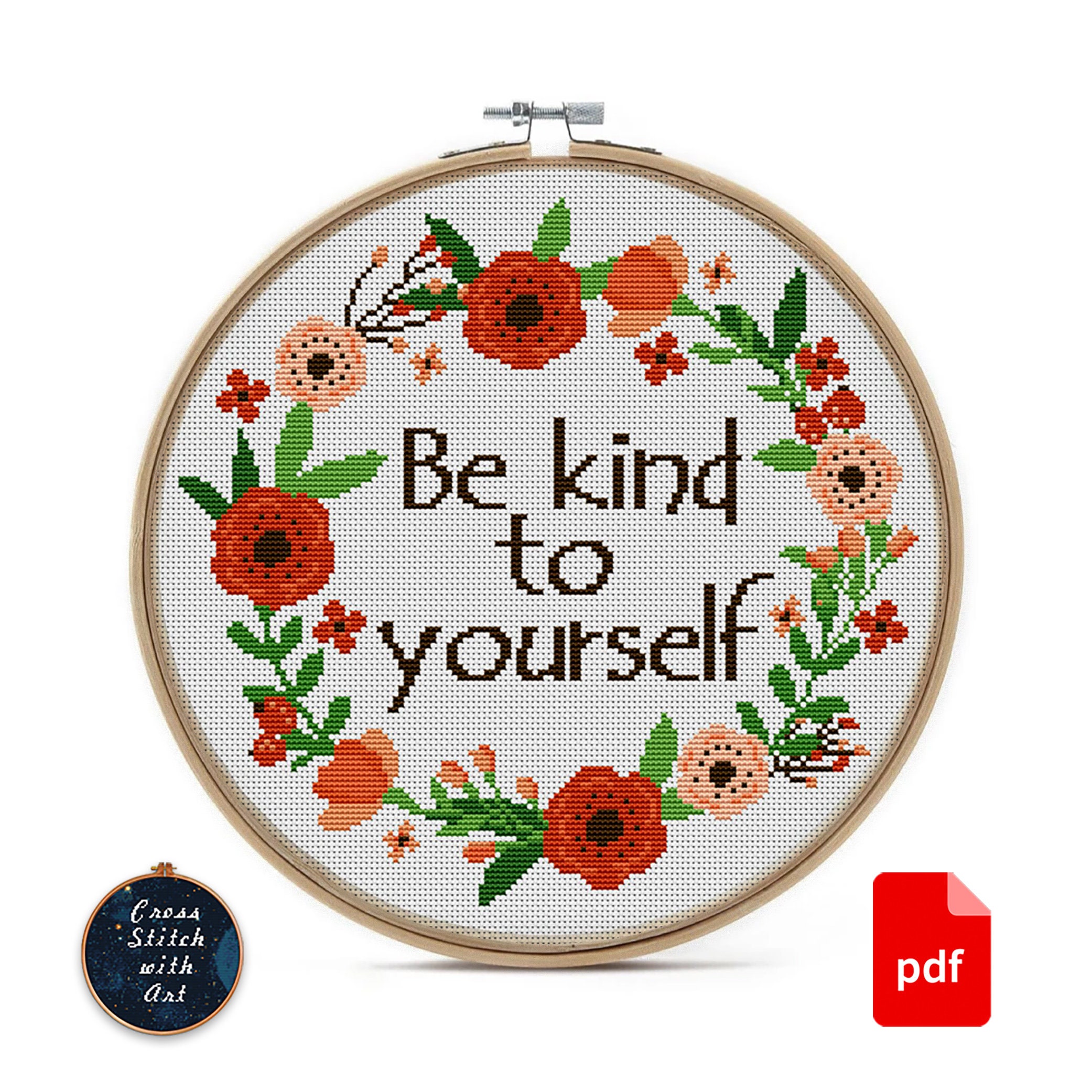 Be Kind Cross Stitch Pattern Quote Cross Stitch Modern Flower Etsy