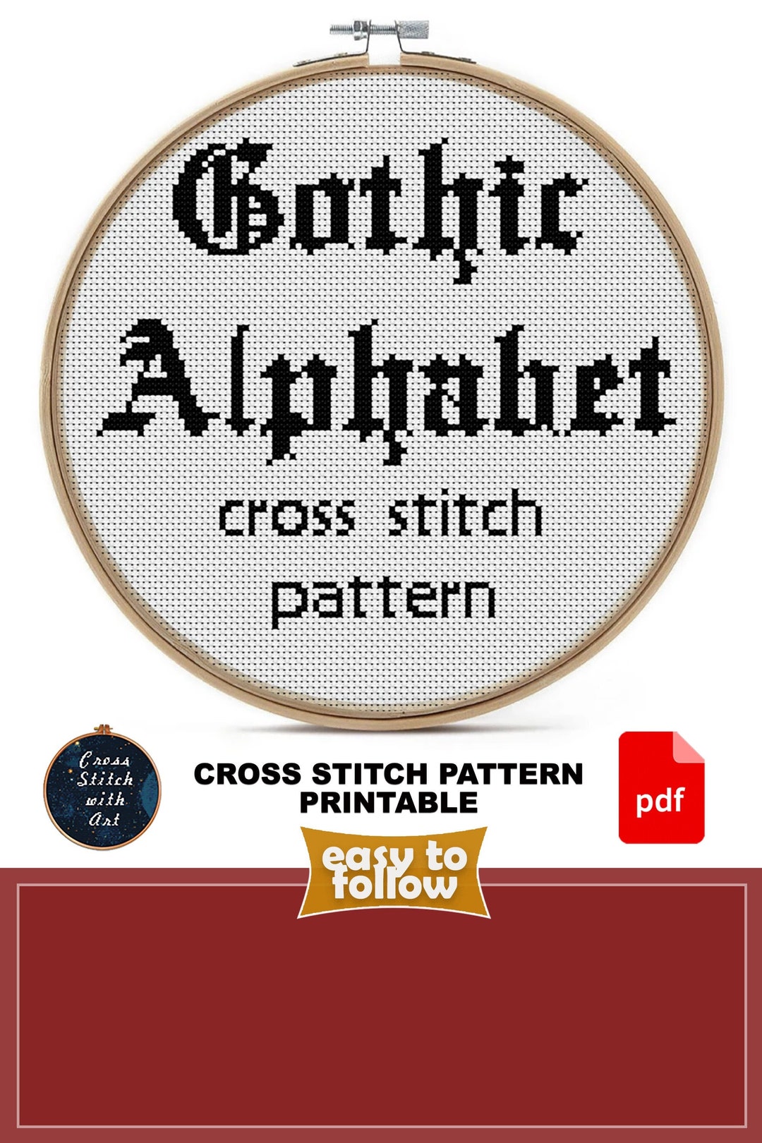 Old Gothic Font #3 Alphabet Cross Stitch Pattern PDF. ABC Cross Stitch ...