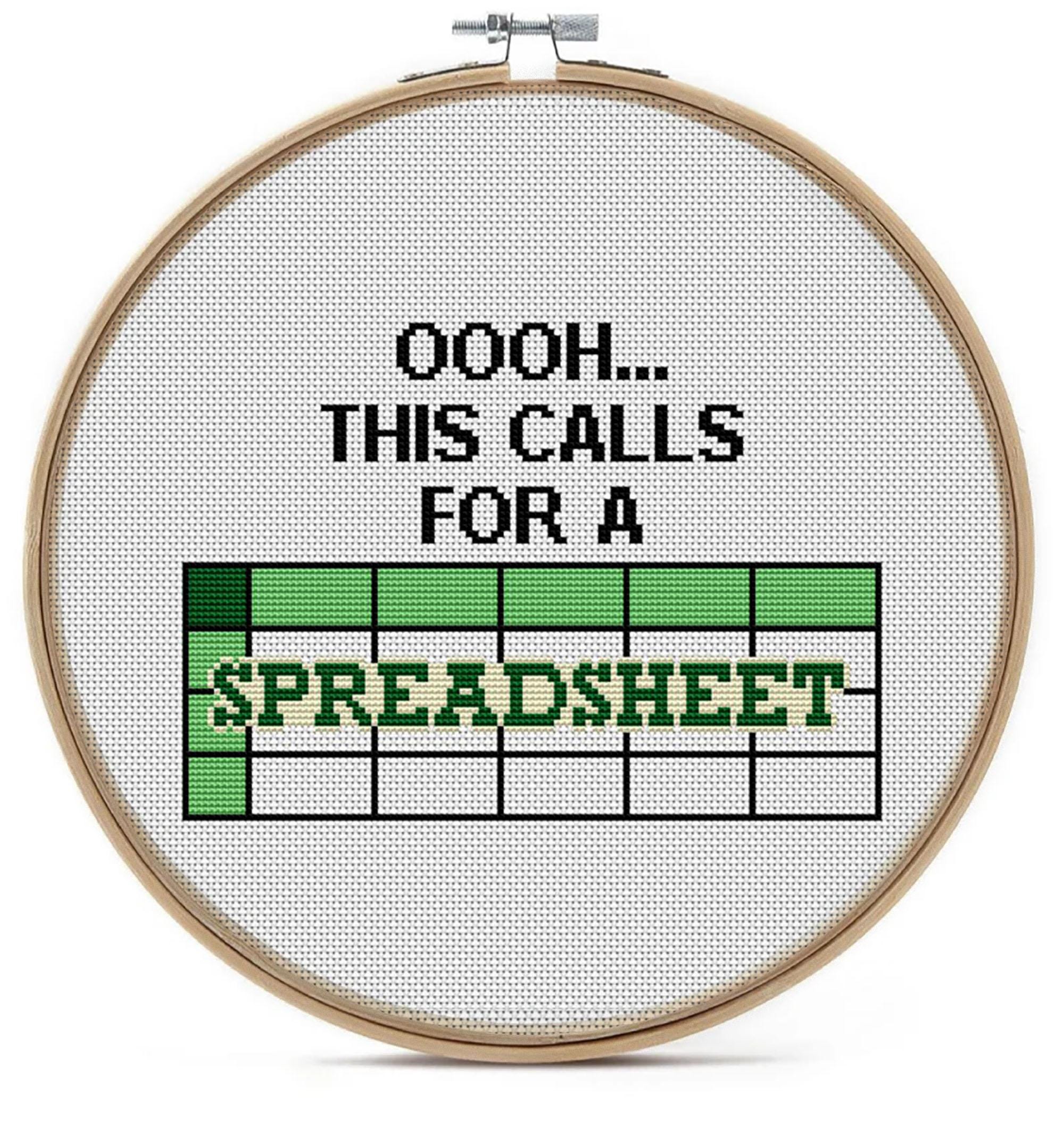 Funny Spreadsheet Cross Stitch Pattern | Sarcastic Office Decor (PDF ...