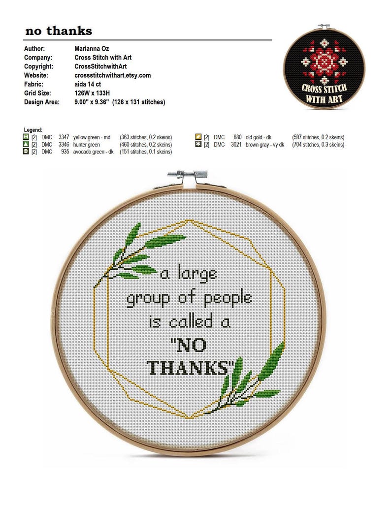 Funny Introvert Cross Stitch Pattern, Sarcastic Quote (PDF Pattern ...