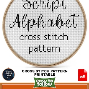 Alphabet Cross Stitch Pattern PDF - #1 Script Font Cross Stitch Chart ...