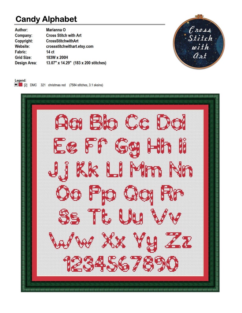 Christmas Cross Stitch Pattern PDF | Alphabet ABC Font Cross Stitch ...
