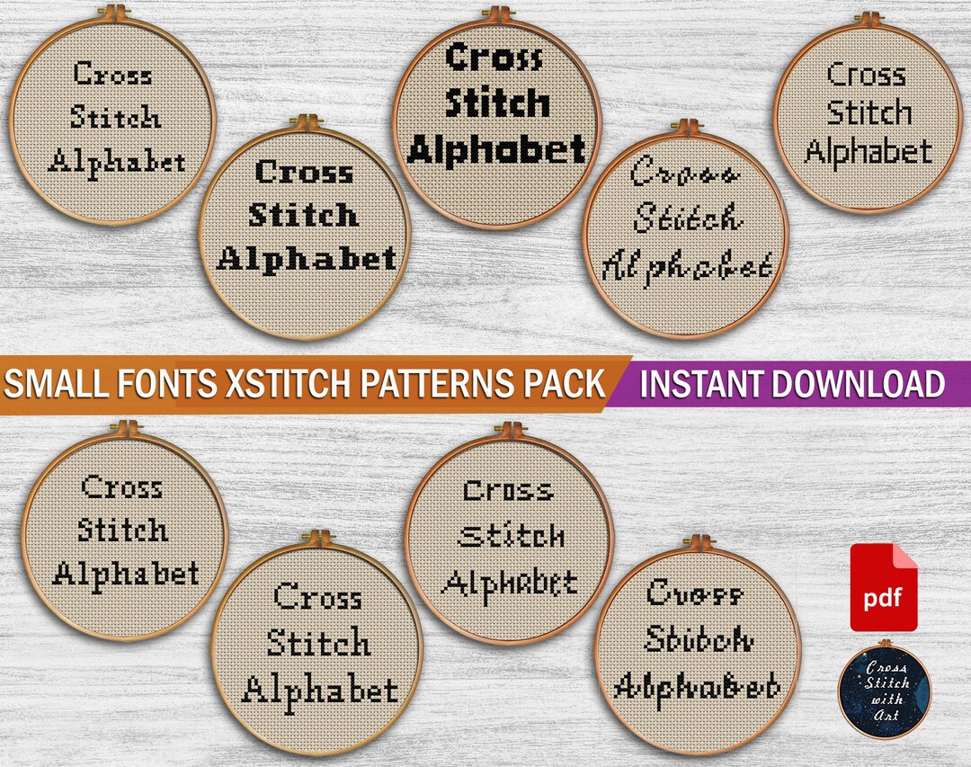 9 Alphabet Cross Stitch Pattern. ABC Cross Stitch Sampler. Small Font ...