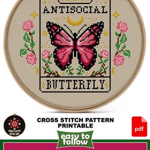 Antisocial Butterfly Cross Stitch Pattern, Funny Tarot Chart (PDF) - Etsy