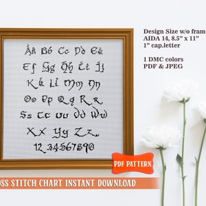 Cursive Font Cross Stitch Pattern. ABC Cross Stitch Sampler. Alphabet ...