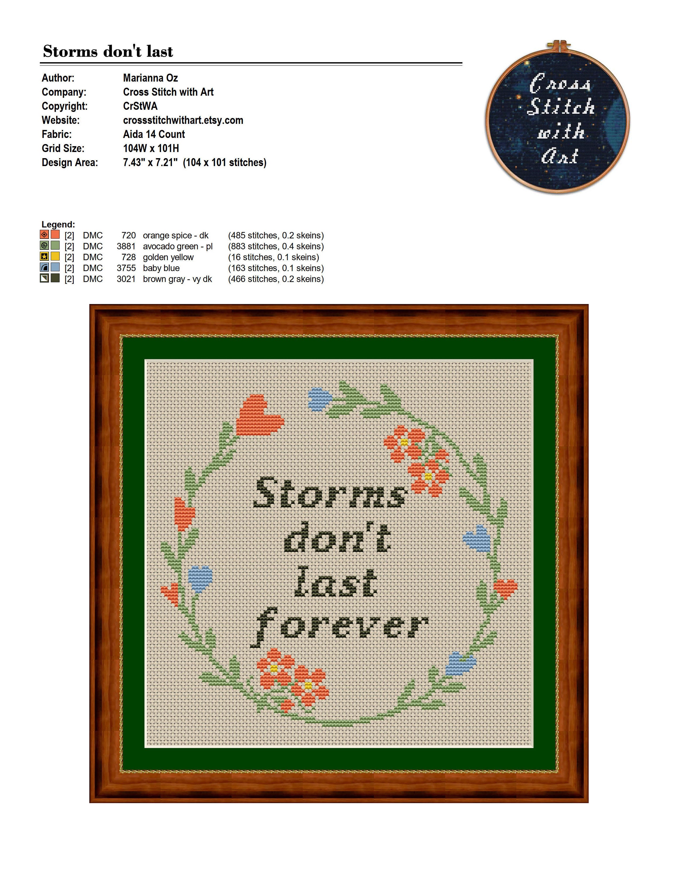 Cross Stitch Pattern Storm Don't Last Forever Quote | Etsy