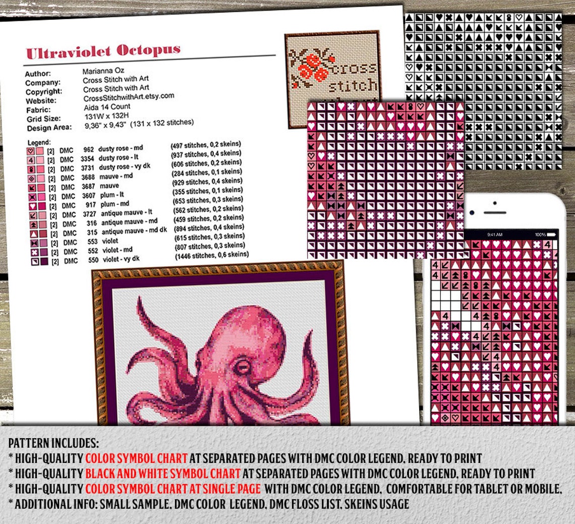 Octopus Cross Stitch Pattern Kraken Cross Stitch PDF Nursery | Etsy