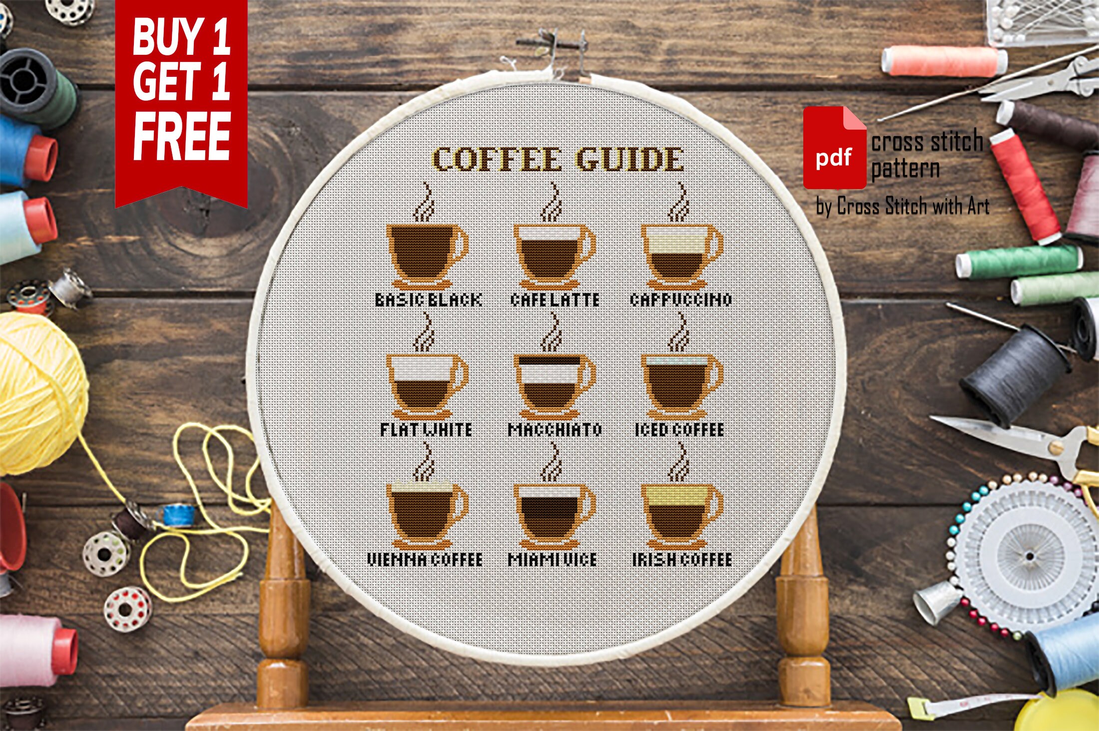 Coffee Cross Stitch Pattern. Kitchen Cross Stitch Sampler. - Etsy